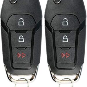 KeylessOption Keyless Entry Car Remote Uncut Ignition Flip Key Fob for Ford F150 F250 N5F-A08TAA (Pack of 2)