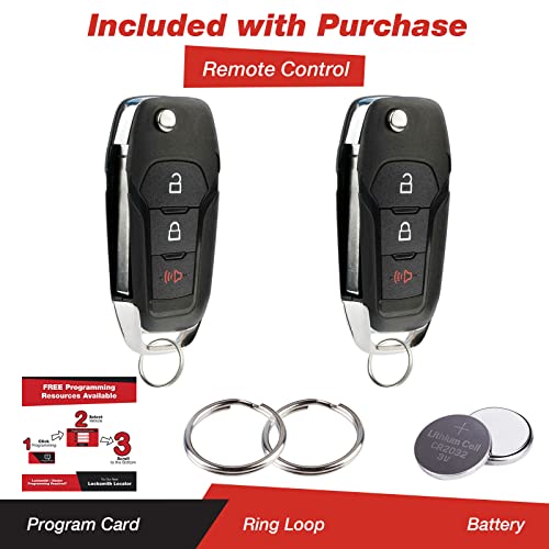 KeylessOption Keyless Entry Car Remote Uncut Ignition Flip Key Fob for Ford F150 F250 N5F-A08TAA (Pack of 2)