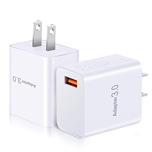 Fast Charge 3.0 Wall Charger, OKRAY 2 Pack 18W 3.0 Adapter Fast Charging USB Wall Charger Power Blocks Compatible iPhone 13/12/11/XR/XS/iPad, Samsung Galaxy S20/10/S9/S8, Note 10/9, Wireless Charger