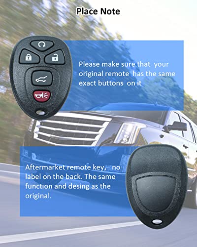 2Pcs Keyless Entry Remote Control Car Key Fob Fit for Chevy Traverse Tahoe Suburban/Buick Enclave/Cadillac Escalade/07-2016 GMC Acadia Yukon Replacement Remote Control 5 Buttons OUC60270 OUC60221