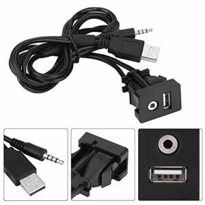 Dilwe AUX Extension Mount, Car USB Panel Flush Mount Jack Extension Cable for Car, Boat and Motorcycle