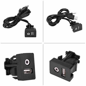 Dilwe AUX Extension Mount, Car USB Panel Flush Mount Jack Extension Cable for Car, Boat and Motorcycle