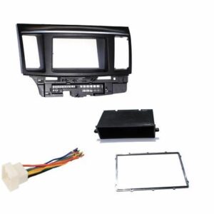 Aftermarket Radio Stereo Double Din Dash Installation Install Kit + Wire Harness Compatible with Mitsubishi Lancer/Lancer Evolution (2007-2017)