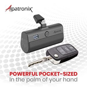 Alpatronix Mini Portable Charger for iPhone 5000mAh LCD Display Ultra-Compact Battery Fast Charging Power Bank Compatible with All iPhones, AirPods, and iPads with Carrying Case - PX100 (Black)