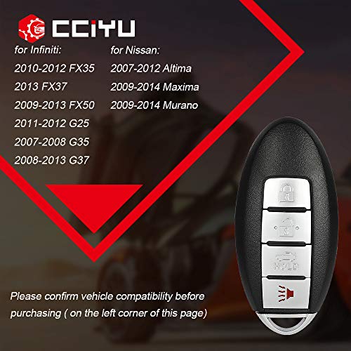 cciyu 2 X Flip Key Fob Uncut Blade (Shell case only) Replacement for Nissan Altima Maxima Murano for Infiniti FX35 FX37 FX50 G25 G35 G37 Q40 Q60 QX70 4 Buttons with FCC: KR55WK48903 KR55WK49622