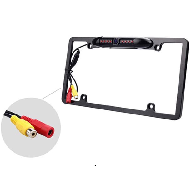 Metal frame US license plate with Camera, Night vision,flexible angle and easy to fix