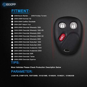 ECCPP 2X Key Fob CASE Keyless Entry Remote Control Car Replacement for Chevy Silverado for Suburban for Avalanche series SSR Tahoe Equinox for Buick for Pontiac for Cadillac for Saturn 03-07 LHJ011B