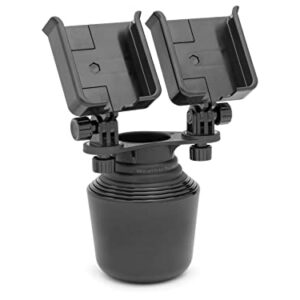 WeatherTech CupFone Duo XL - Universal Dual Cell Phone Cup Holder (8ACF12XLD) with Black Plastic Knobs