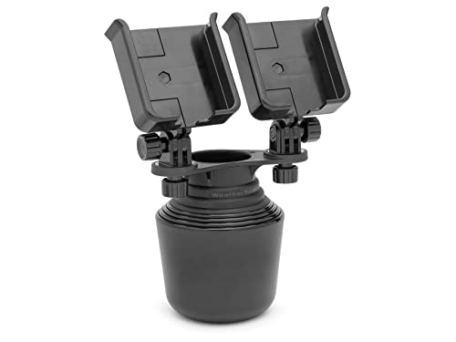 WeatherTech CupFone Duo XL - Universal Dual Cell Phone Cup Holder (8ACF12XLD) with Black Plastic Knobs