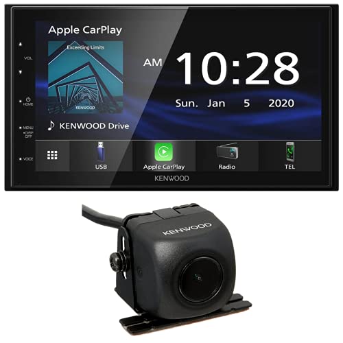 Kenwood DMX47S Mechless 6.8" Capacitive Screen Digital Multimedia Receiver with Apple CarPlay & Android Auto Functionality (Does Not Play CDs) | Plus Kenwood CMOS-130 Rearview Camera