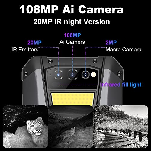 Unihertz Tank 4G Rugged Smartphone with 22000mAh Largest Battery, 66W Fast Charging, 6.81" FHD, 108MP Camera 20MP Night Vision, IP68 Waterproof 8GB+256GB, Fingerprint/Face Recognition