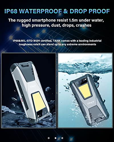 Unihertz Tank 4G Rugged Smartphone with 22000mAh Largest Battery, 66W Fast Charging, 6.81" FHD, 108MP Camera 20MP Night Vision, IP68 Waterproof 8GB+256GB, Fingerprint/Face Recognition