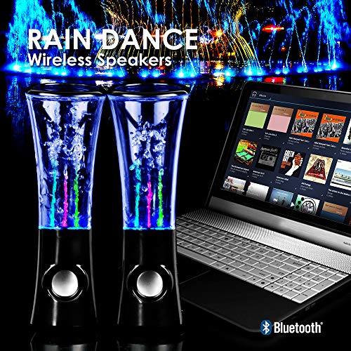 KALANDO Wireless Bluetooth Colorful LED Water Speaker with Dancing Fountain Light Show Sound for PC, MP3 Player, Laptops, Smartphone Black