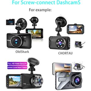 Dash Cam Suction Cup Mount for Oldshark Amuoc Jeemak Chortau Screw-Connect Dashcam, Clip on Car dvr Holder, Strong Suction Power, Easy to Install Use, Easy to Remove, Heat Resistant, 2 Pcs