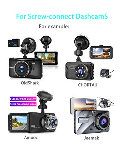 Dash Cam Suction Cup Mount for Oldshark Amuoc Jeemak Chortau Screw-Connect Dashcam, Clip on Car dvr Holder, Strong Suction Power, Easy to Install Use, Easy to Remove, Heat Resistant, 2 Pcs