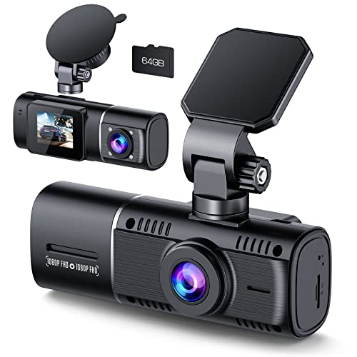 Dual Dash Cam Front and Inside 1080P Dash Camera for Cars IR Night Vision Car Camera for Taxi Accident Lock Parking Monitor 2 Mounting Options