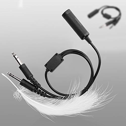 Serounder Headset Adapter Cable,U174 Helicopter to General Aviation Headset Adapter Cable with Dual GA Plugs (3/16 "Mic Plug,1/4 " Speaker Plug)