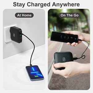 MagLoop Wireless Portable Charger, 10000mAh Magnetic Power Bank PD 20W Fast Charging with AC Wall Plug, Wireless Battery Pack for iPhone 14/13/12, Mini, Pro, Max, AirPods(Black)