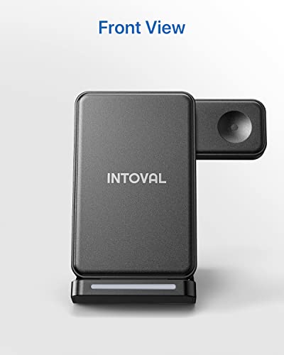 Intoval Charging Station for Apple iPhone/Watch/Airpods, 3 in 1 Foldable Wireless Charger for iPhone 14/13/12/11/XS/XR/XS/X/8, iWatch 8/Ultra/7/6/SE/5/4/3/2, Airpods Pro2/Pro1/3/2/1 (F3,Black)