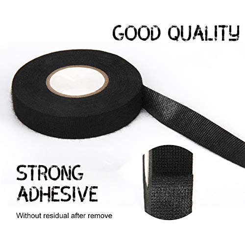 WFPOWER Cloth Tape for Wire Loom Harness 5 Pack, Wiring Harness Cloth Tape Black Adhesive Fabric Tape for Automobile Electrical Wire Harness Noise Damping Heat Proof Fire Resistant 19 mm X 15m