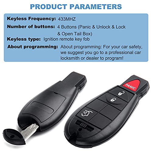 ECCPP Keyless Entry Remote for Chrysler 300 for Town & Country for Dodge for Journey for Charger for Grand Caravan for Jeep for Grand Cherokee 08-12-1pc