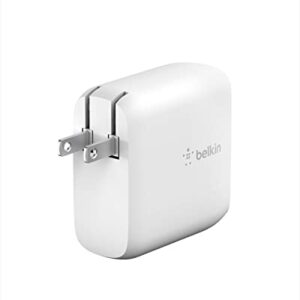 Belkin BoostCharge USB C 68W GaN Wall Charger with Dual Ports - iPhone Charger Fast Charging, Type C Charger, USB C Charger w/ PD for Samsung Galaxy, iPad Pro, Macbook Pro, Includes 2M USB C Cable