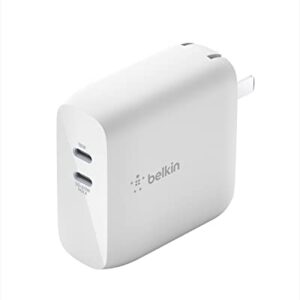 Belkin BoostCharge USB C 68W GaN Wall Charger with Dual Ports - iPhone Charger Fast Charging, Type C Charger, USB C Charger w/ PD for Samsung Galaxy, iPad Pro, Macbook Pro, Includes 2M USB C Cable