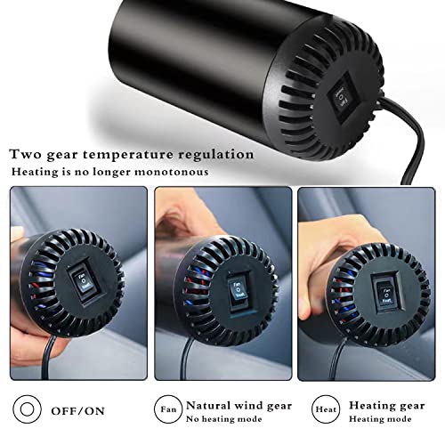 Portable Car Heater, 12V 150W Windshield Defogger and Defroster, 2 in1 Fast Heating Defroster, Plug in Automobile Windscreen Car Fan with Suction Holder for All Cars