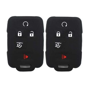 ezzy auto a pair black silicone rubber key fob case key cover key jacket skin for enclave colorado silverado 1500 suburban tahoe yukon sierra 1500