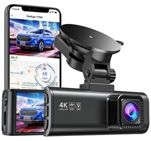 redtiger dash cam for cars,4k uhd 2160p car camera front, wi-fi gps,3.18″ lcd screen,night vision,170° wide angle,wdr,g-sensor,24h parking monitor, support 256gb max