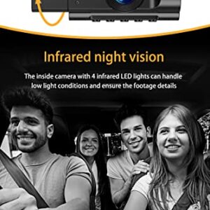 Dual Dash Cam Front and Inside FHD 1080P Dash Camera for Cars Dashcams for Cars with Infrared Night Vision Car Camera Driving Recorder 24H Park Monitor Motion Detection G-Sensor for Taxi Uber