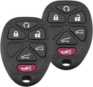 cauormote keyless entry remote car key fob for 2007-2014 chevy avalanche suburban tahoe traverse 2007-2014 gmc acadia yukon denali 2007-2014 cadillac escalade (ouc60270, ouc60221, 15913427), 2 packs