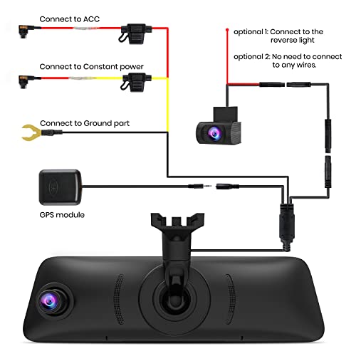 AUTO-VOX V5PRO OEM Look Rear View Mirror Camera with Neat Wiring, No Glare Mirror Dash Cam front and rear, 9.35'' Full Laminated Ultrathin Touch Screen, Dual 1080P Super Night Vision Car Backup Camera