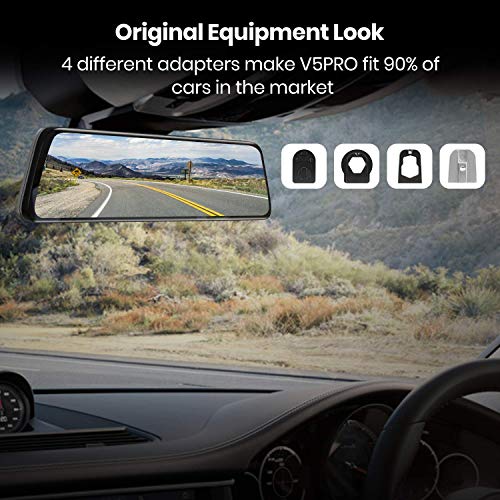 AUTO-VOX V5PRO OEM Look Rear View Mirror Camera with Neat Wiring, No Glare Mirror Dash Cam front and rear, 9.35'' Full Laminated Ultrathin Touch Screen, Dual 1080P Super Night Vision Car Backup Camera