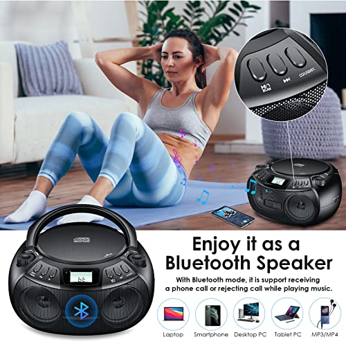 Gueray CD Player Portable with Bluetooth Boombox AM/FM Radio Portable CD Player Stereo Sound Speaker USB Port MP3 Playback 3.5mm AUX Input Headphone Jack LCD Display CD-R CD-RW MP3WMA Playback