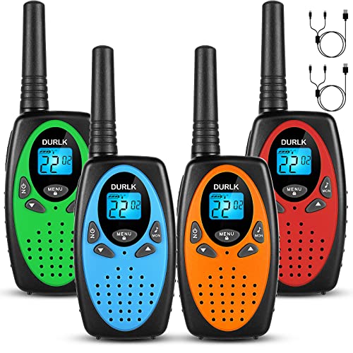 Walkie Talkies Long Range 4 Pack, Rechargeable Walkie-talkies with Built-in Li-ion Batteries, USB-C Chargers, 2 Way Radios 22 FRS Channels for Camping Hiking Cruise