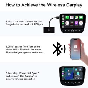 Wireless CarPlay Adapter for iPhone, Wireless CarPlay Dongle Convert Factory Wired CarPlay to Wireless CarPlay, Compatible for Audi/Porsche/Benz/Ford, 5Ghz WiFi Auto-Connect, Support iOS 13+ (Black)