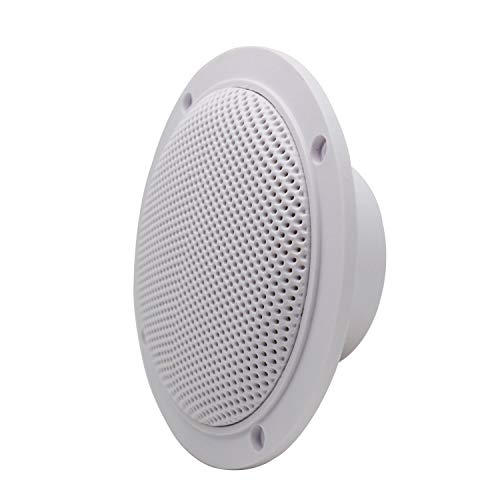 Herdio 4 Inches Waterproof Marine Ceiling Speakers with 160 Watts Power, Handling for Kitchen Bathroom Boat Car RV Camper Motorcycle Cloth Surround and Low Profile Design - 1 Pair (White)