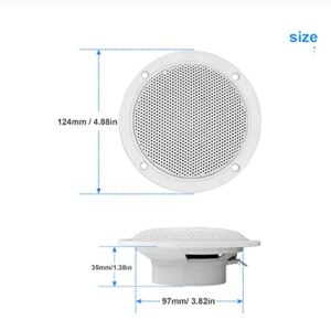 Herdio 4 Inches Waterproof Marine Ceiling Speakers with 160 Watts Power, Handling for Kitchen Bathroom Boat Car RV Camper Motorcycle Cloth Surround and Low Profile Design - 1 Pair (White)