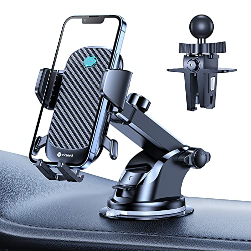 VICSEED Auto Lock Phone Mount for Car [Super Strong Suction & No fall] Car Phone Holder Mount Adjustable Long Arm Hands Free Cell Phone Holder Car Windshield Dashboard Vent for All Phones & Thick Case