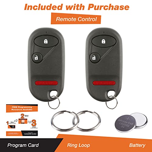 For 01-05 Honda Civic EX LX DX, 03-07 Honda Pilot Keyless Entry Remote Key Fob 3btn NHVWB1U521, NHVWB1U523, 72147-S5A-A01-2 PACK