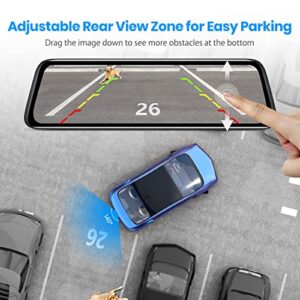 AUTO-VOX T9 OEM Look Rear View Mirror Backup Camera with Neat Wiring, 9.35''Full Touch Screen Stream Media Monitor with Back Up Camera System, 1080P Super Night Vision Reverse Camera for Car/Trucks