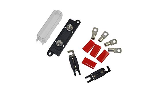 ANL Fuse Holder+2 pcs of 250A Fuses+4pcs of 1/0 AWG Cable Ring Terminal Lugs 5/16'+4 pcs Terminal insulators All-in- One Pack (250A)