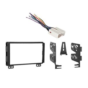 compatible with lincoln aviator 2004 2005 double din stereo harness radio install dash kit package