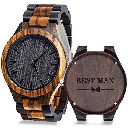 kullder Groomsmen Gifts for Wedding Personalized Engraved Watch for Best Man Mens Custom Wooden Watches for Men Personalized Best Man Gifts Ideas