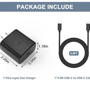 2Pack Samsung 45W Charger USB C Type C Charger Super Fast Charging for Samsung Galaxy S23 S23+ S23 Ultra Note 10+ S22 S21 Note 20 Z Fold 4 Z Flip 4, Galaxy Tab S7 S7+ S8 S8+ S8 Ultra,PPS Charger