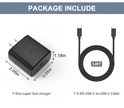 2Pack Samsung 45W Charger USB C Type C Charger Super Fast Charging for Samsung Galaxy S23 S23+ S23 Ultra Note 10+ S22 S21 Note 20 Z Fold 4 Z Flip 4, Galaxy Tab S7 S7+ S8 S8+ S8 Ultra,PPS Charger