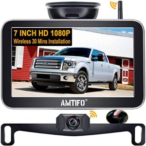 amtifo wireless backup camera car hd 1080p wifi rear view system 7 inch monitor kit truck camper rv hitch auto license plate back cam w70