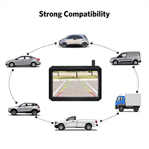 5 Inch Wireless Backup Camera Kit with Digital Signal, Waterproof Rear View Camera with 5″ TFT-LCD Monitor, Ideal for Sedans, Pickup Truck, SUV, Minivans (BOSCAM K7)