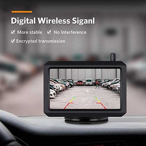 5 Inch Wireless Backup Camera Kit with Digital Signal, Waterproof Rear View Camera with 5″ TFT-LCD Monitor, Ideal for Sedans, Pickup Truck, SUV, Minivans (BOSCAM K7)